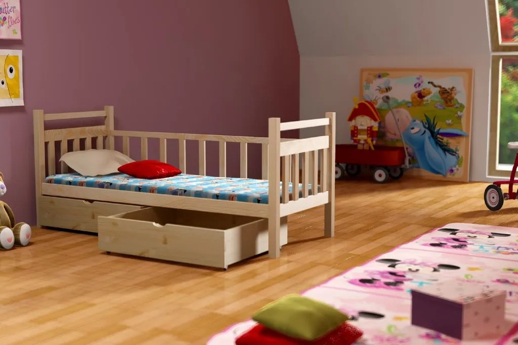 Vomaks Dětská postel DP 003 + zásuvky Bezbarvý ekologický lak 180 cm x 80 cm