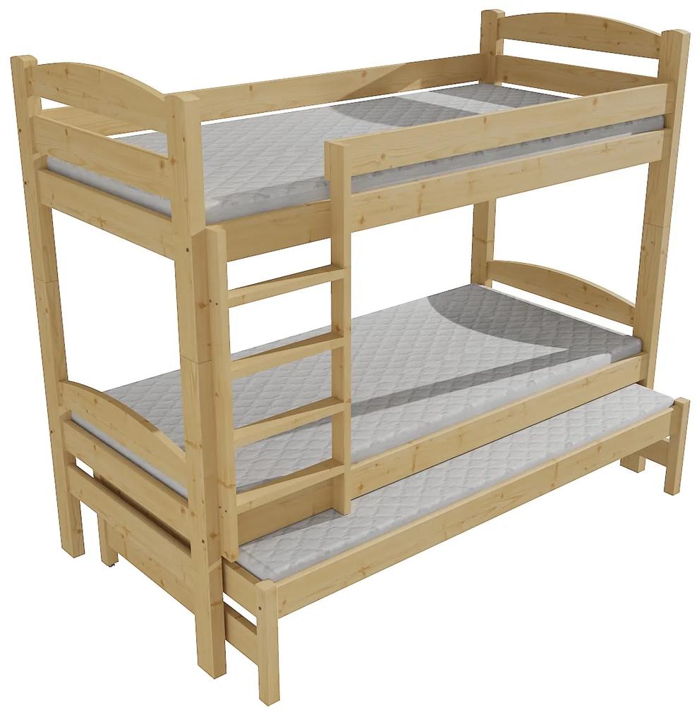 Vomaks Patrová postel s výsuvnou přistýlkou PPV 010 Rozměr: 80 x 200 cm, Barva: bezbarvý lak, Prostor mezi lůžky: 80 cm