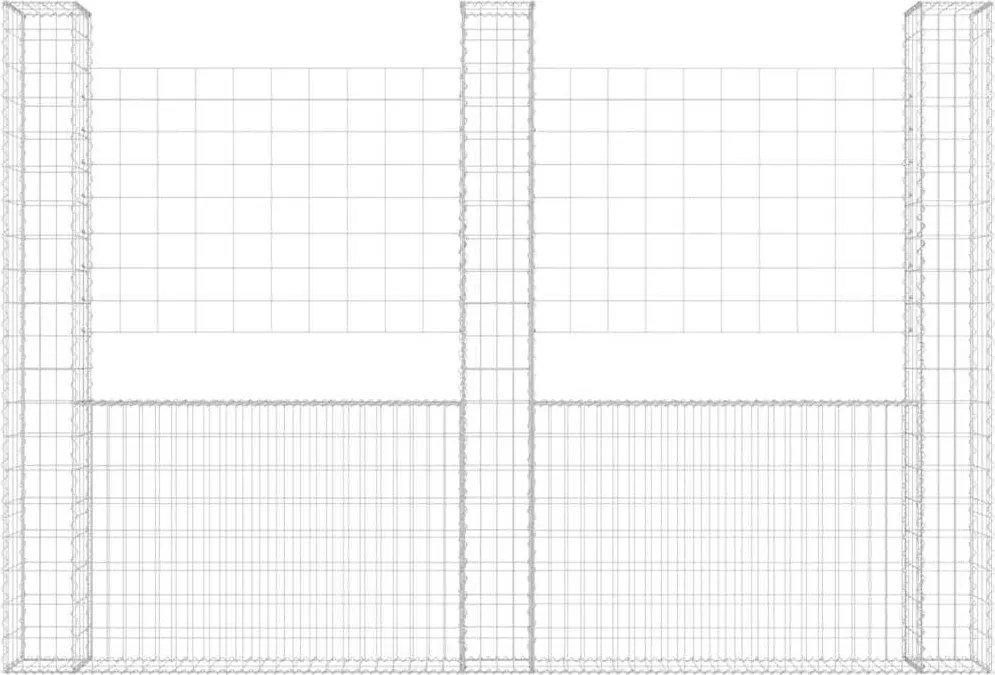 Gabionový koš ve tvaru U se 3 sloupky železo 260 x 20 x 200 cm 151290