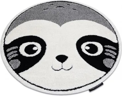 Kulatý dětský koberec JOY Panda, Strukturální, dvě vrstvy rouna, šedá