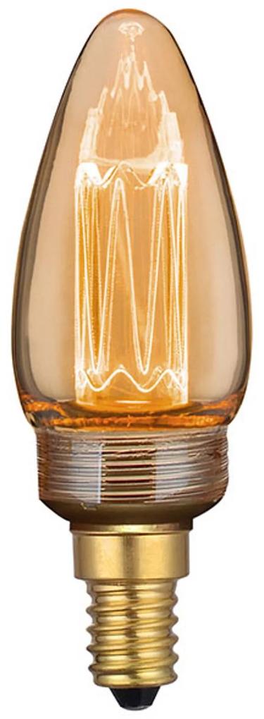 LED svíčka E14 2W Filament, stmívatelná zlatá