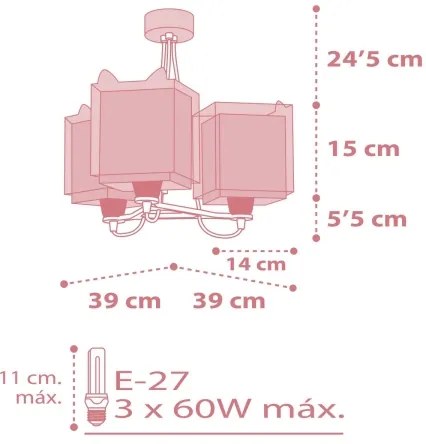 Dalber 64587 - Dětský lustr LITTLE FOX 3xE27/60W/230V