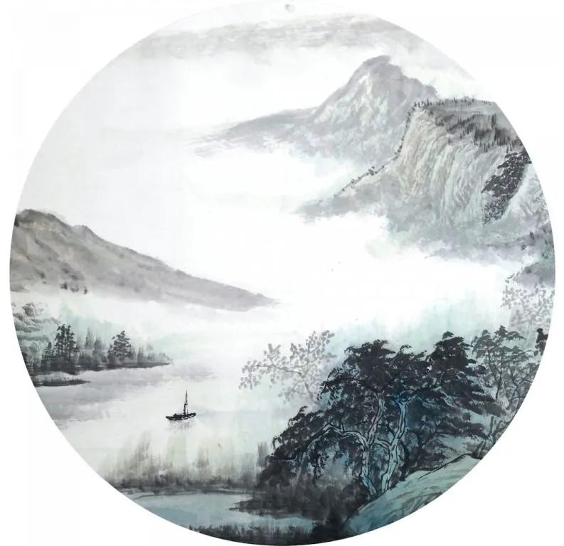 Samolepicí fototapeta Orientální akvarel 140x140 cm CR3316 Oriental Watercolor / kruhové samolepicí vliesové dekorace La Form (ø 140 cm) AG Design