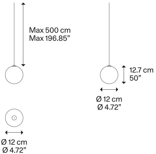 Lodes Random Solo 12, závěs z čirého foukaného skla, 1x3W LED 3000K, prům.12cm