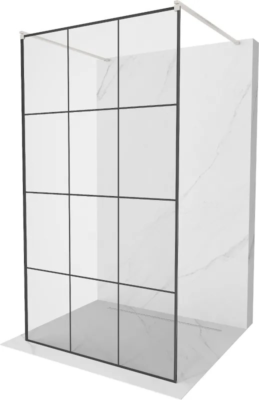 Mexen Kioto, sprchová zástěna Walk-In 100 x 200 cm, 8mm sklo černý vzor, broušená ocel profil, 800-100-002-97-77