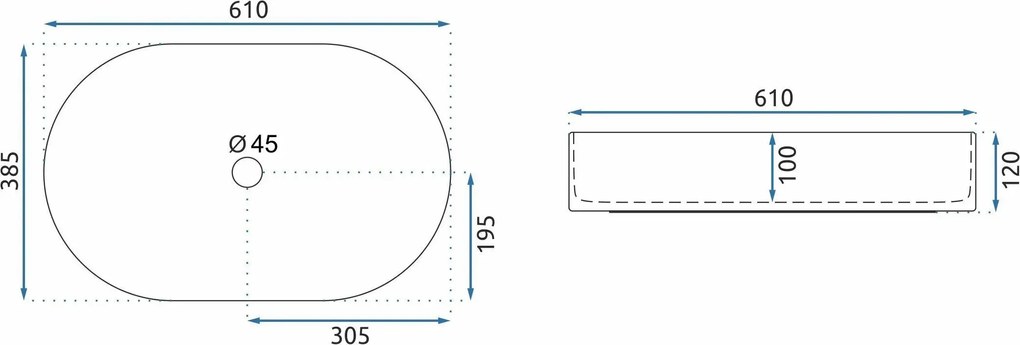 Rea Nadia, umyvadlo na desku 610x385x120 mm, imitace kamene-Sahara, REA-U3526