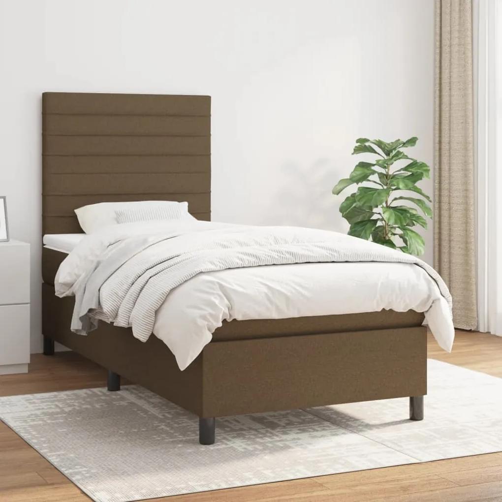 Box spring postel s matrací tmavě hnědá 80x200 cm textil,  3141812