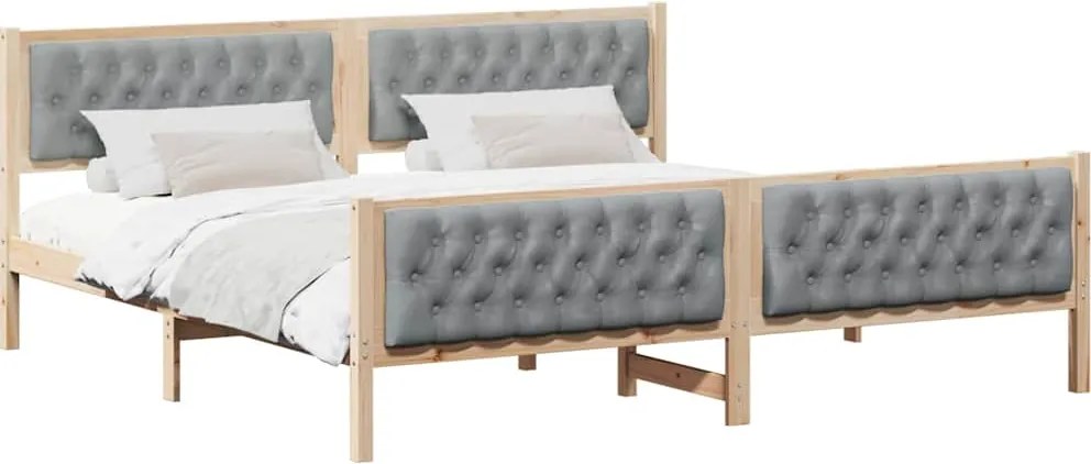 Rám postele Světle šedá 200 x 200 cm Masivní borové dřevo 3394268
