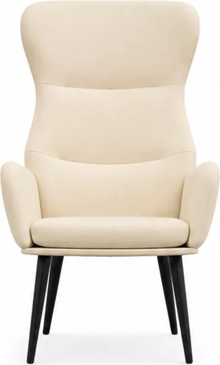 relaxační křeslo, odpočinkové, dřevo/kov/textil, 96x68x79 cm, nohy černé/krémová, Dekorino KR20260057