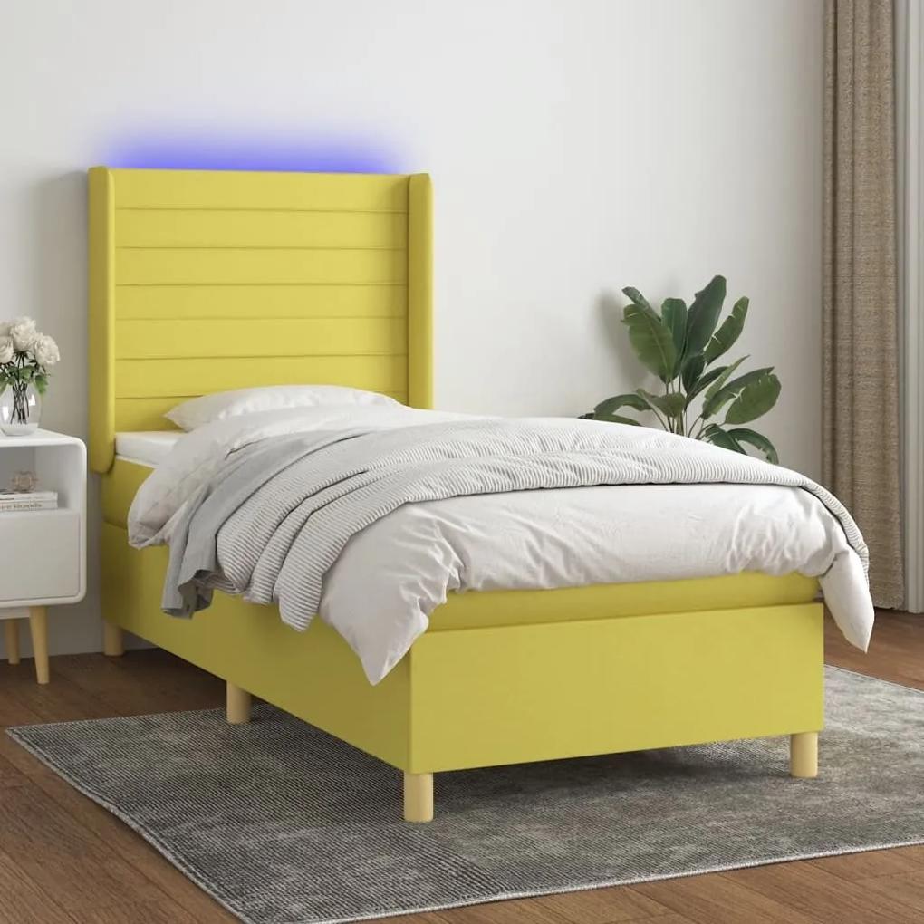 vidaXL Box spring postel s matrací a LED 100x200 cm textil [3138934] Barva: světle šedá