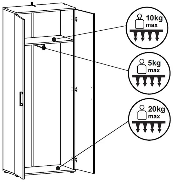 Šatní skříň s výsuvnou tyčí Nitro, bílá