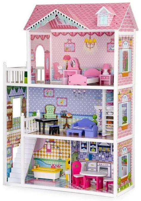 XXL dřevěný domeček pro panenky s nábytkem