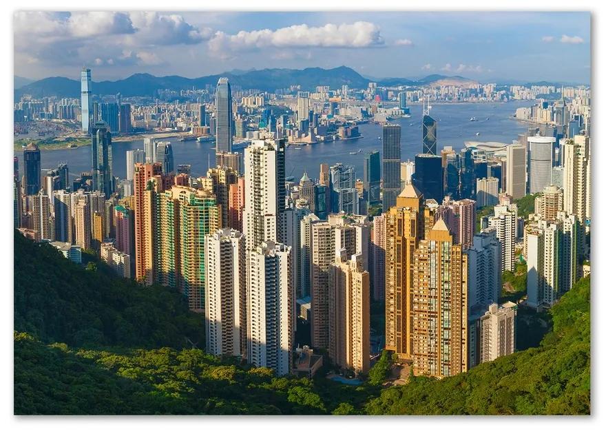 Wallmuralia Foto obraz sklo tvrzené Hongkong  panorama 100x70 cm