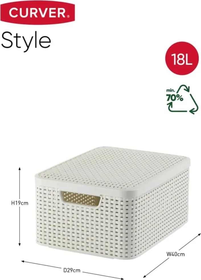 Curver Úložný box s víkem Style M 18 l metalický [443865] Barva: Bílá