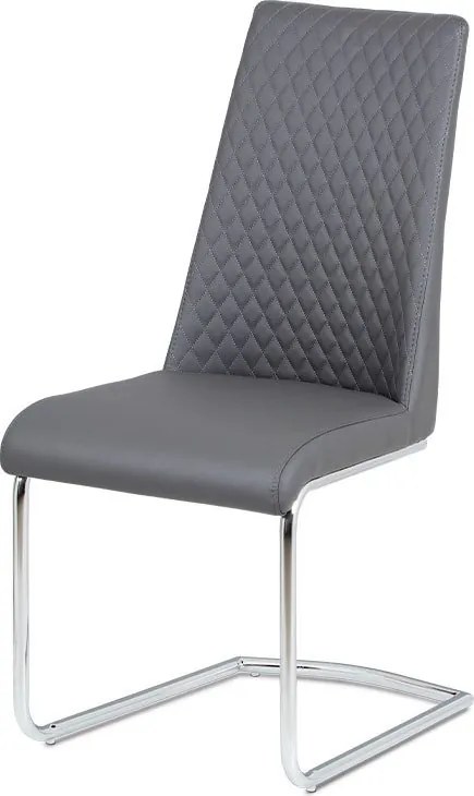 Autronic Jídelní židle, koženka šedá / chrom HC-701 GREY