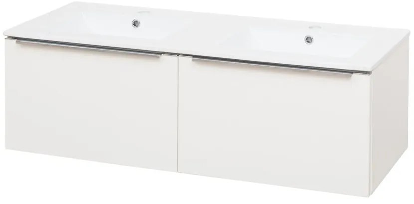 Mereo Mereo, Mailo, koupelnová skříňka s keramickým umyvadlem 121 cm, bílá, dub, antracit, CN518