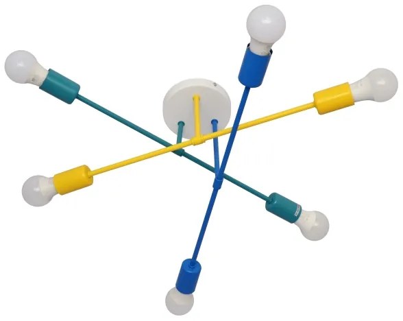 Přisazený lustr CAMBRIDGE 6xE27/20W/230V modrá/žlutá