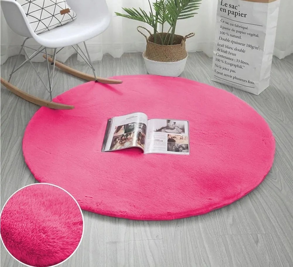 TZ Tmavě růžový kulatý koberec Rabbit Rozměr: 90 cm