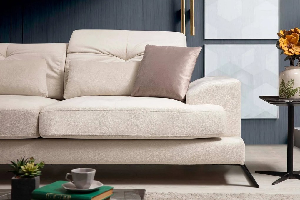 Designová rohová sedačka Heimana 308 cm ecru - pravá