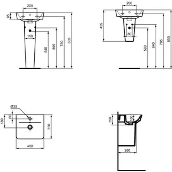 Ideal Standard Connect Air Umývátko Cube, 40x35x16 cm, Ideal Plus bílá E0307MA