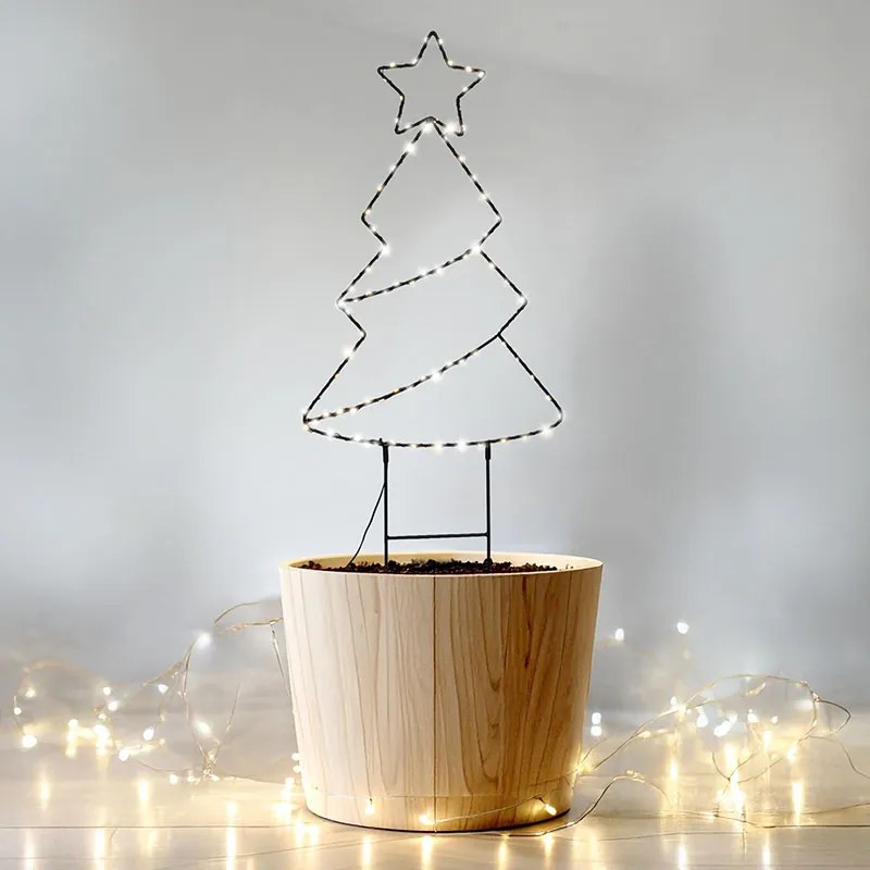 SOLIGHT LED venkovní dekorace vánoční stromeček IP44, 85x LED, časovač, 68cm, 3x AA