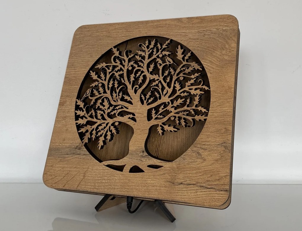Li-Go "Dub v kruhu" lampa 31x31 cm provedení povrchu: ořech