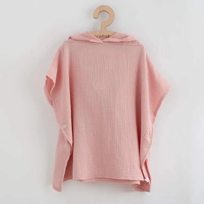 Dětské mušelínové pončo New Baby Feeling růžová 35 cm velikost XS