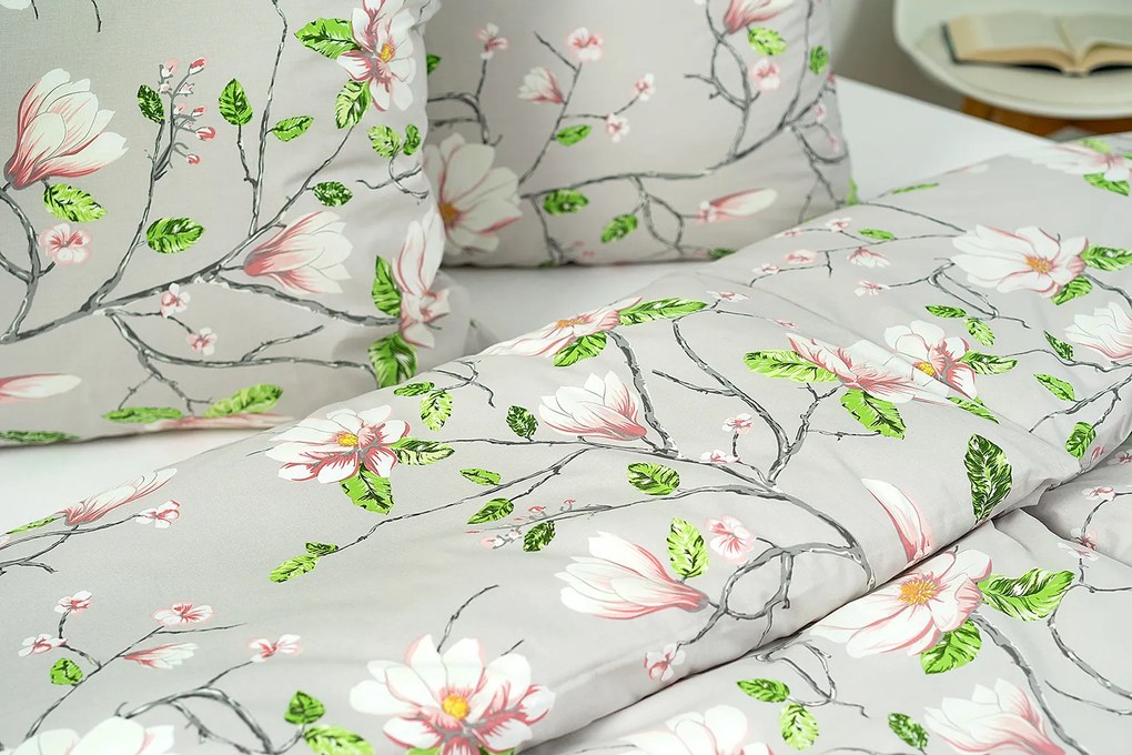 Stanex Ložní povlečení bavlněné magnolie (LS293) rozměr: 140 x 200 + 90 x 70, Zapínání: Zip