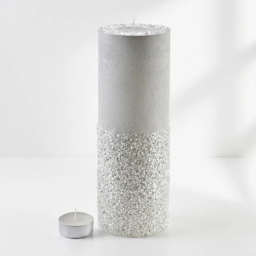 Velký moderní svícen Diament 36 cm bílý