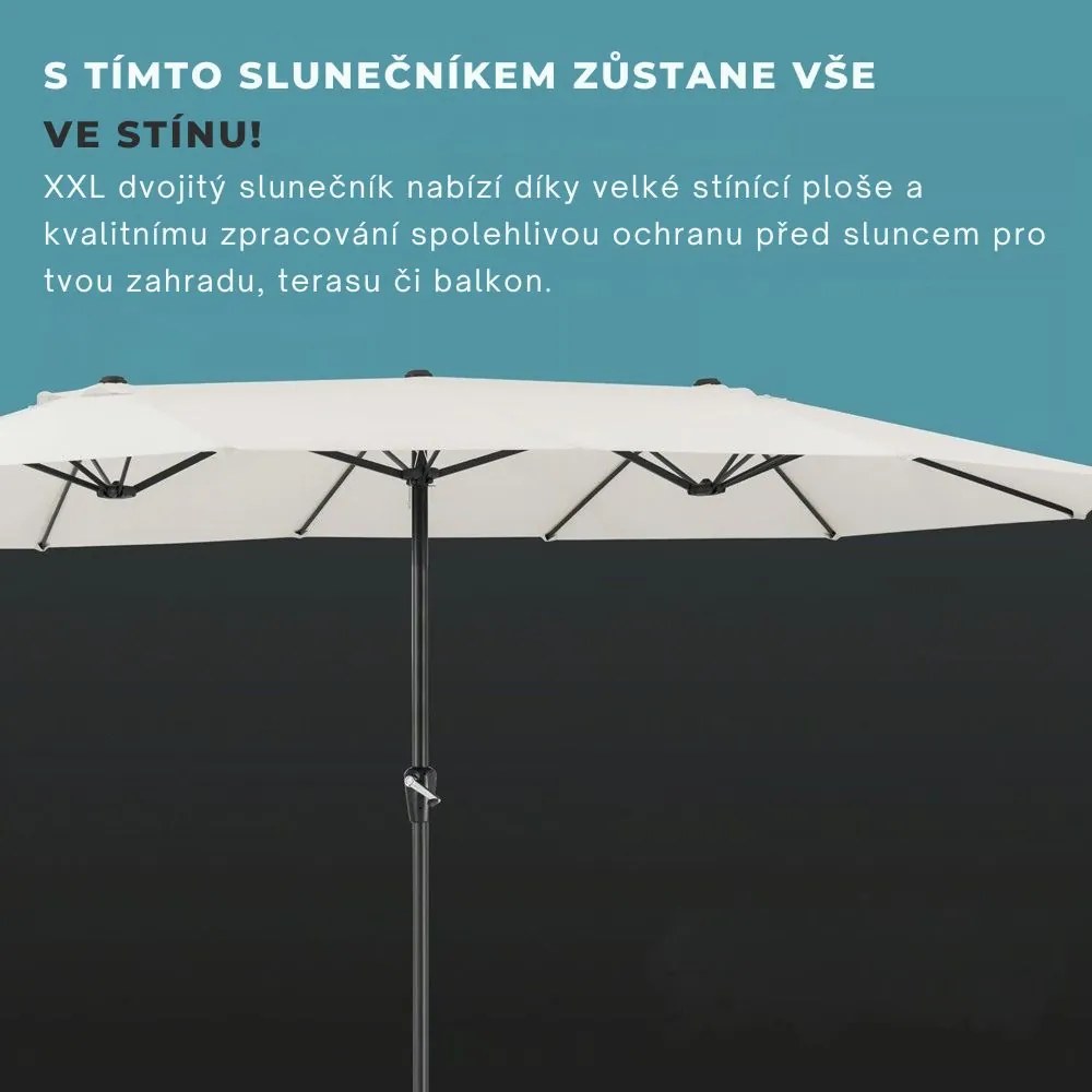 Dvojitý slunečník MIAMI, 460 × 270 cm, béžová Kingsleeve