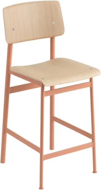 Muuto Barová židle Loft 65 cm, dusty rose/oak