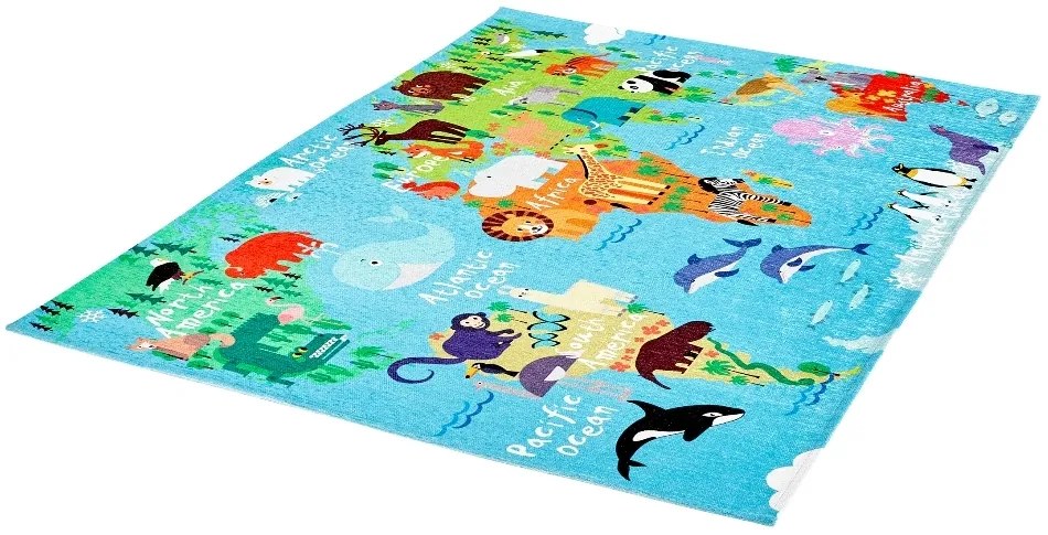 Obsession koberce Dětský kusový koberec Torino kids 233 WORLD MAP Rozměry koberců: 80x120