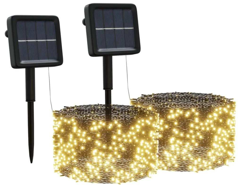 Solární světelné řetězy 2 ks 2x200 LED teplé bílé dovnitř i ven