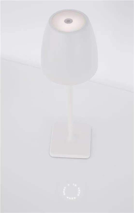 NV 9121911 Venkovní stolní lampa COLT bílý litý hliník a akryl LED 2W 3000K IP54 62st. 5V DC vypínač na těle USB kabel stmívatelné - NOVA LUCE