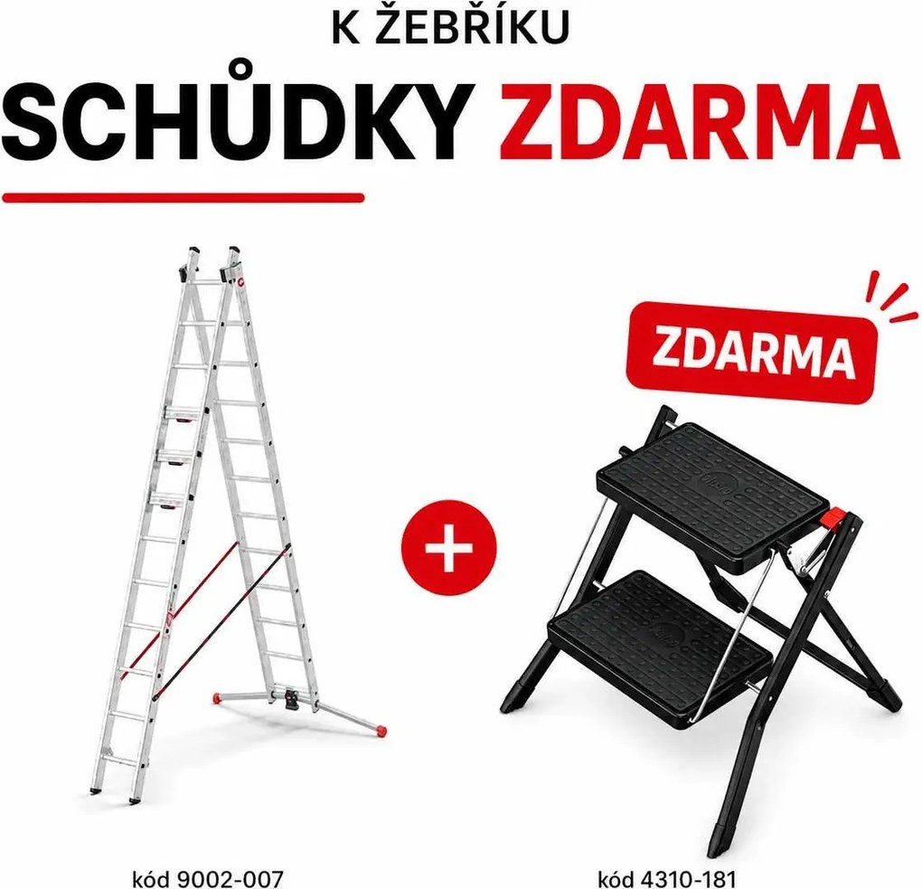 Hliníkové štafle - žebřík profi Hailo Master S110 Pro 2x12 příček, 9002-007