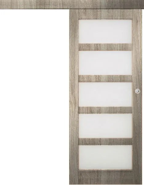 posuvné interiérové dveře na stěnu vasco doors BRAGA model 6 Průchozí rozměr: 70 x 197 cm, Orientace dveří: Levé dveře, Dekor: Bílá