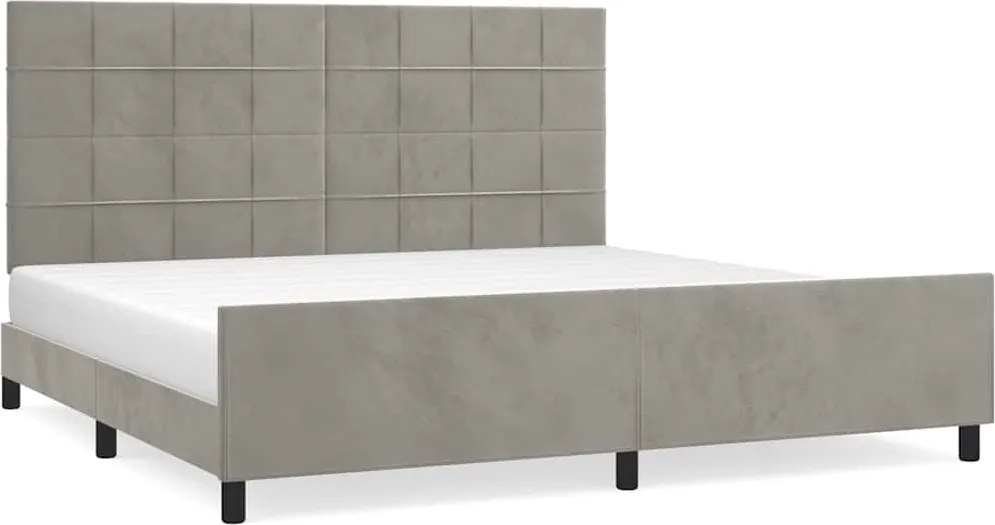 Rám postele bez matrace světle šedý 200 x 200 cm samet 3125775