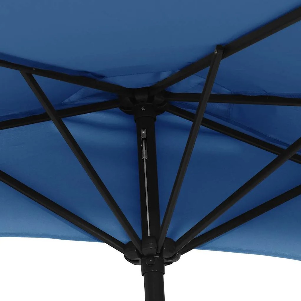 Slunečník na balkon hliníková tyč modrý 300x155x223 cm půlkruh 312505