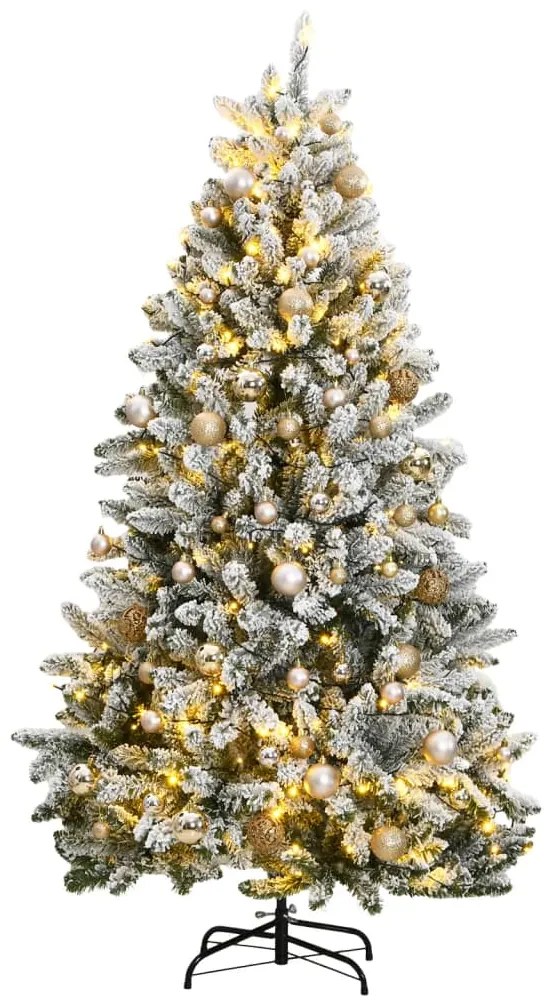 Umělý sklápěcí vánoční stromek s 300 LED a koulemi 180 cm
