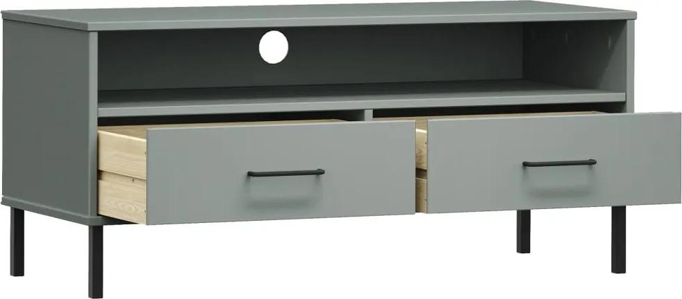 vidaXL TV skříňka s kovovými nohami masivní borové dřevo OSLO [351025] Barva: Bílá