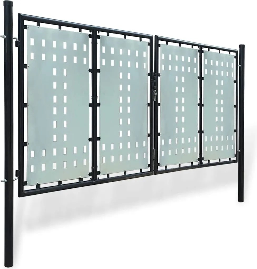 Černá jednokřídlá plotová branka 300 x 125 cm 141692