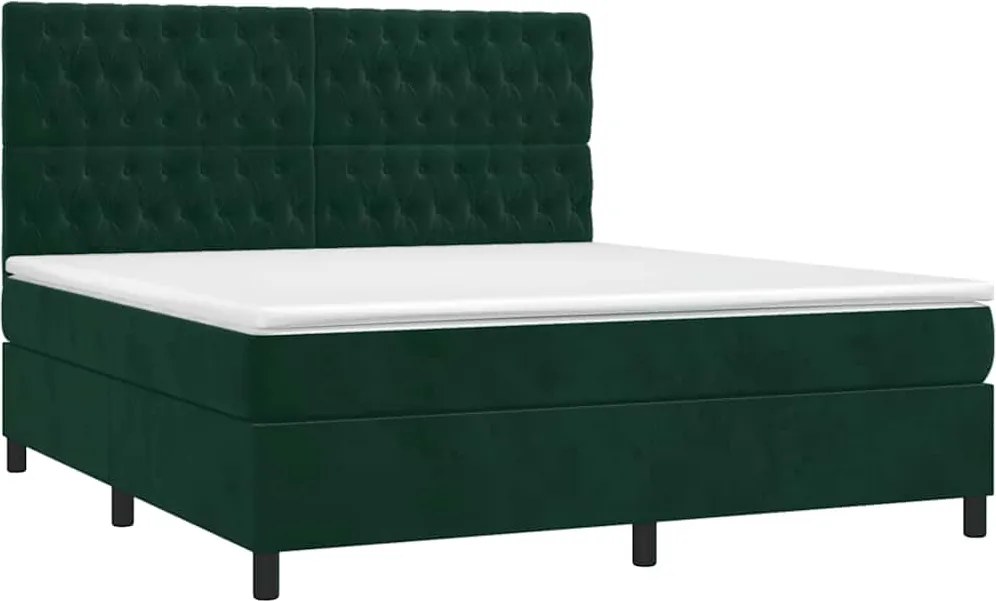 Box spring postel s matrací tmavě zelená 180x200 cm samet 3143220