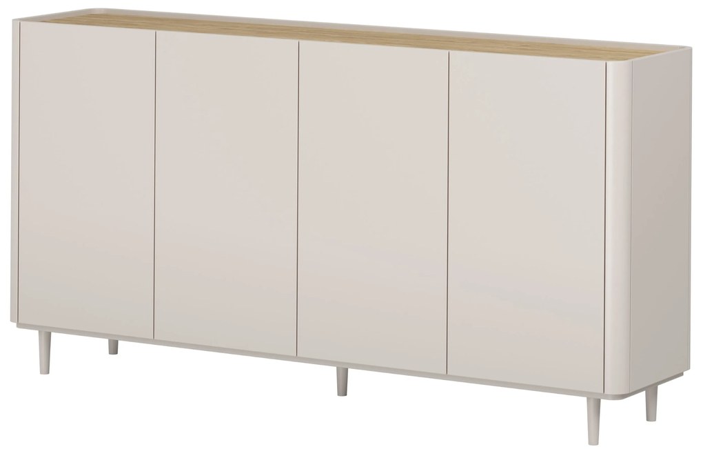 Komoda Elivo 200 cm na nožkách - kašmírová / dub olejovaný
