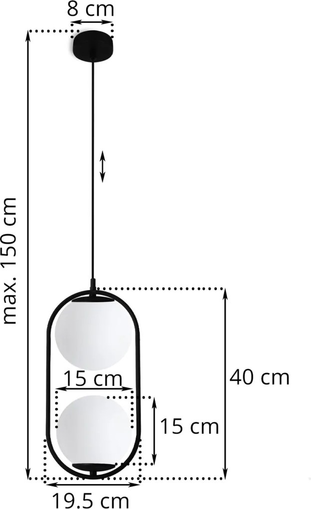 Závěsné svítidlo Florence, 2x bílé skleněné stínítko, b, U