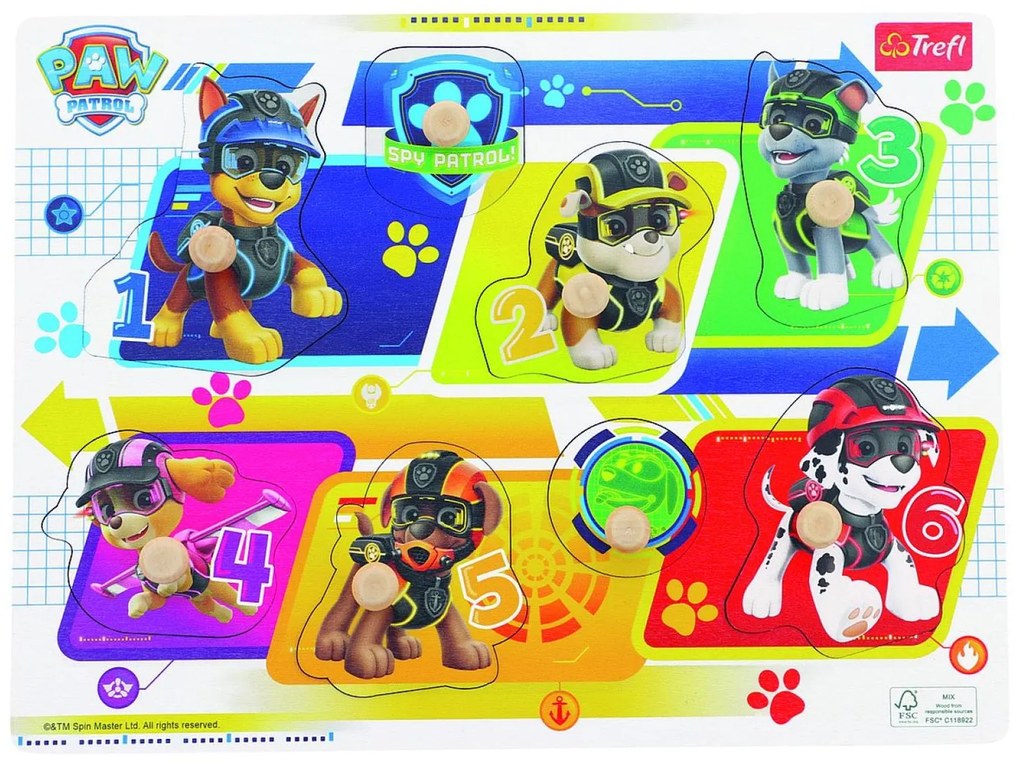 Trefl Vkládačka/Puzzle deskové obrysové dřevěné Tlapková patrola/Paw Patrol ve fólii 30x22cm 18m+