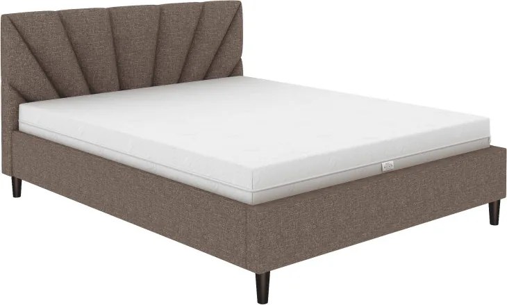Čalouněna postel 140x200 SOLE 20 světle hnědá s roštem ECOMATRACE