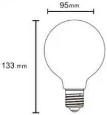 Mantra R09246 LED žárovka filament mléčná E27 8W, 720lm, stmívatelná, náhrada za 60W, teplá bílá 3000K, průměr 9,5cm