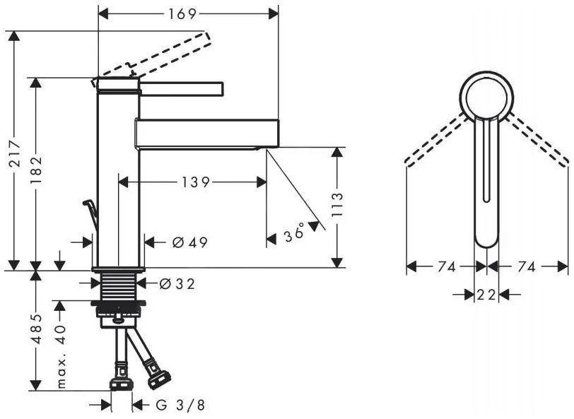 Hansgrohe Finoris, umyvadlová baterie 110, s výpustí, EcoSmart, chromová, 76020000