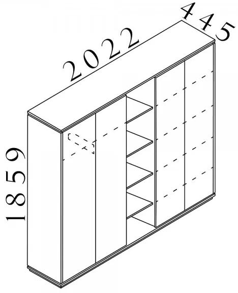 Vysoká šatní skříň Creator 202,2 x 44,5 x 185,9 cm / Bílá a wenge