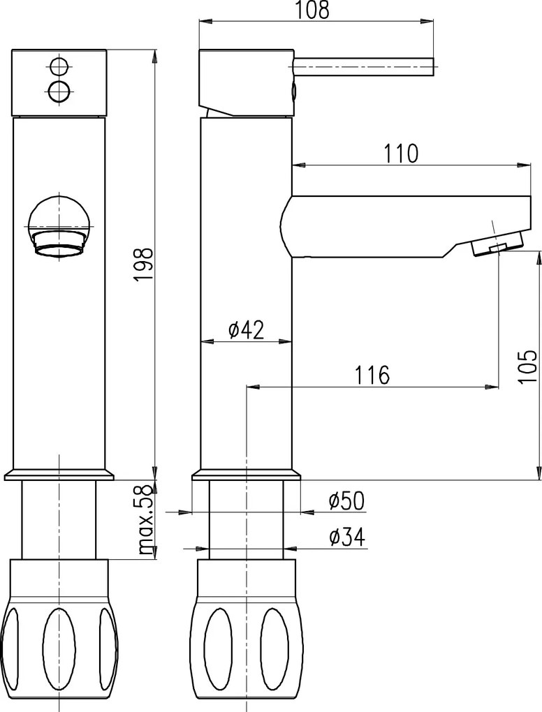 Slezák - RAV Umyvadlová baterie bez výpusti SEINA - SE928.xMGK, Metal grey kartáčovaná Připojovací hadičky - závit: 1/2"